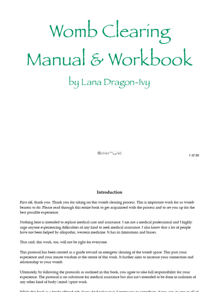 Womb Clearing Manual Pdf Pregnancy Miscarriage