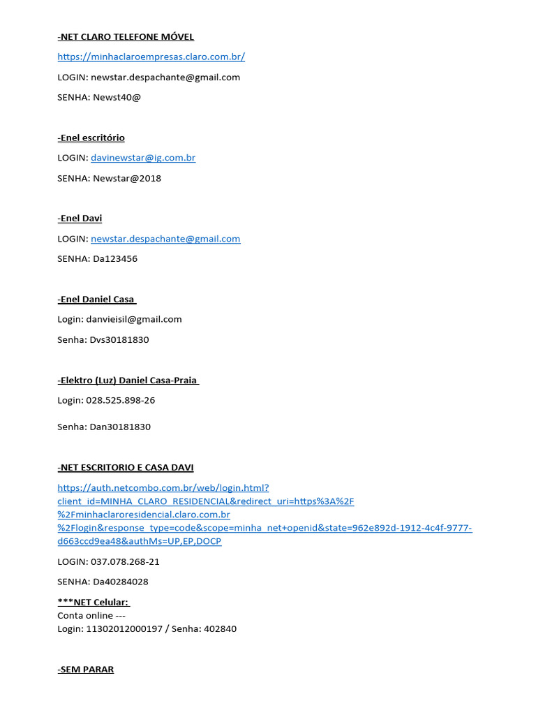 Login - Contas de Consumo | PDF