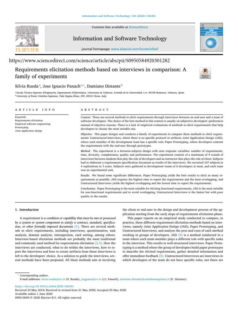 Requirements Elicitation Methods Based On Interviews in Comparison - A Family of Experiments ...