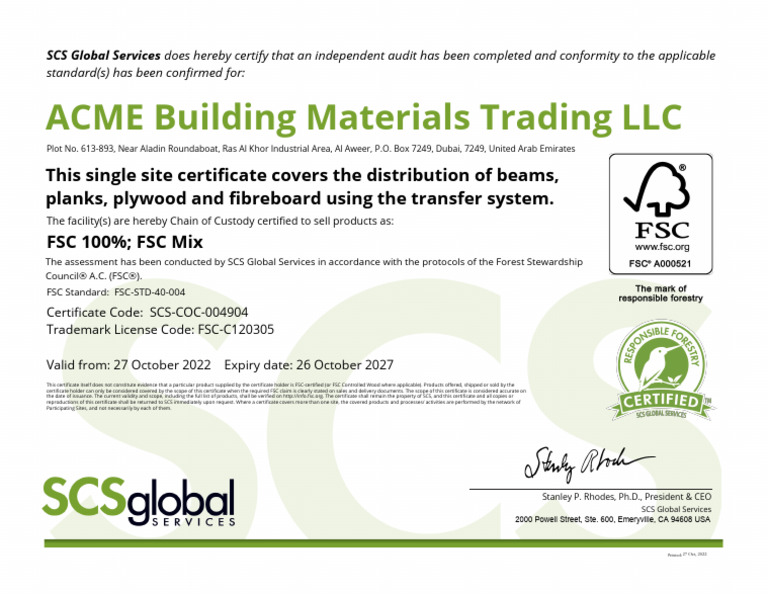 FSC Certificate - 2022-2027 | PDF | Forest Stewardship Council