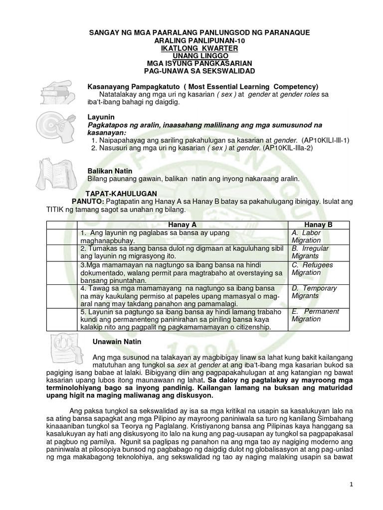AP Grade10 Quarter3 Module Week1 | PDF