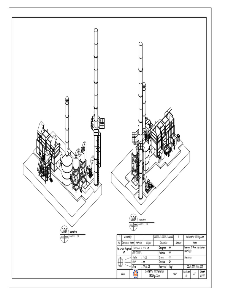 Incinerator 1500kg Drawing | PDF | Industrial Processes | Secondary ...