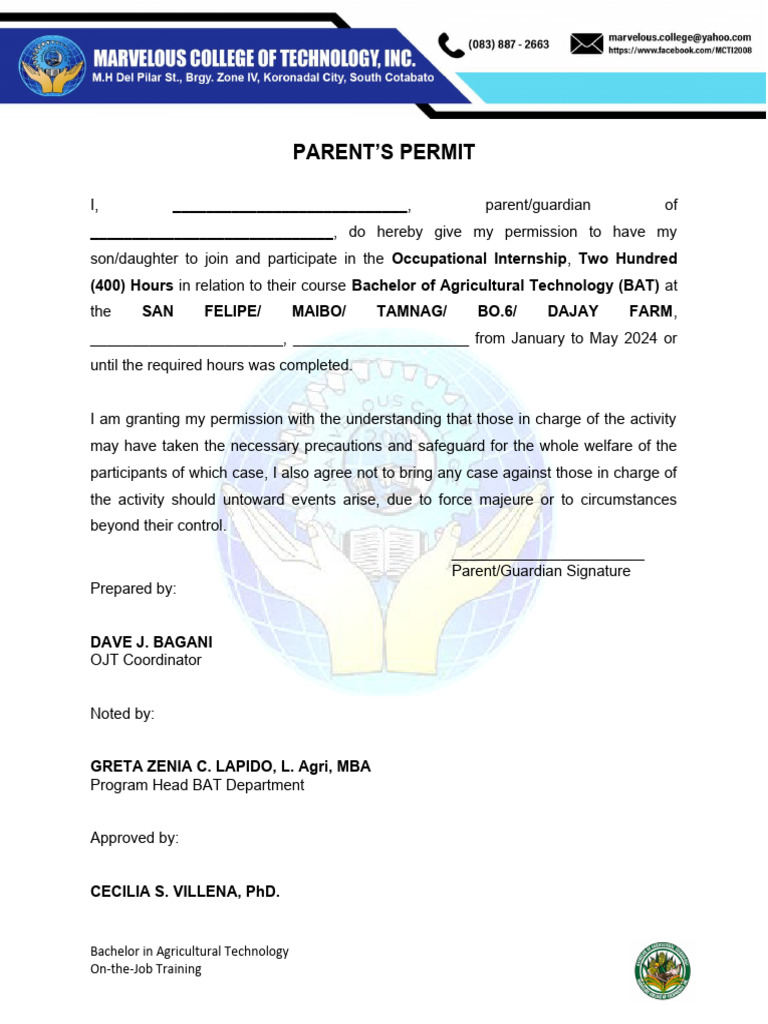 Parent Consent School Farms | PDF | Cognition | Behavior Modification