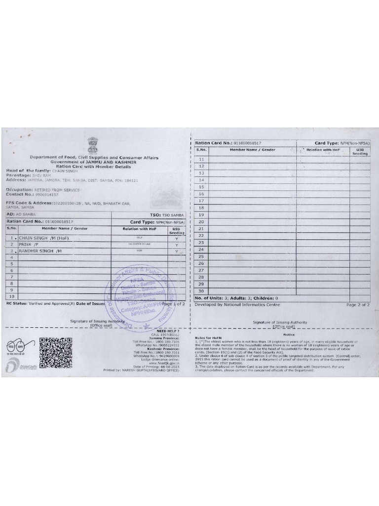 Ration Card | PDF
