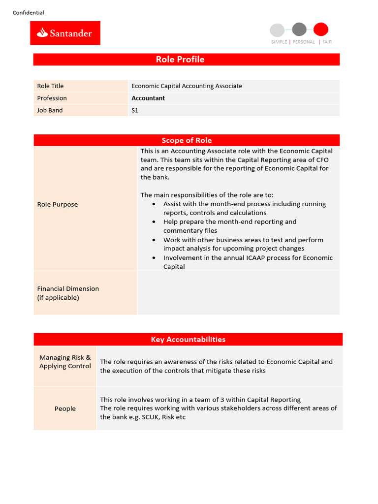Role Profile Template - Economic Capital Accounting Associate | PDF | Accounting | Risk