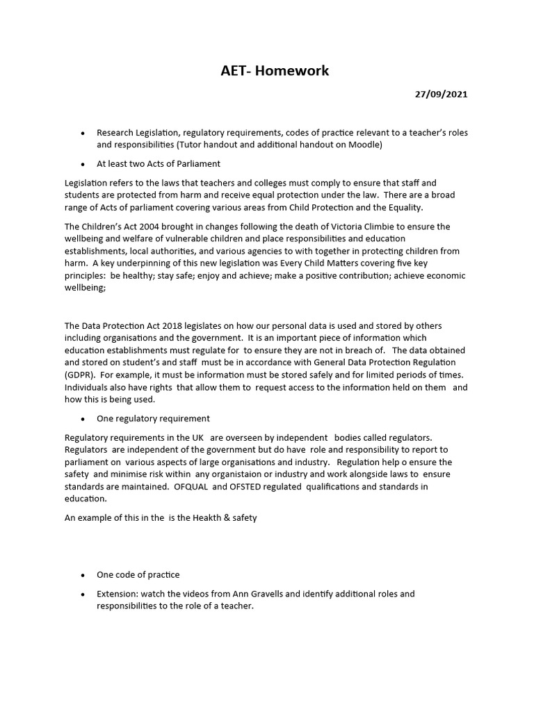 Aet Homework Laws | PDF