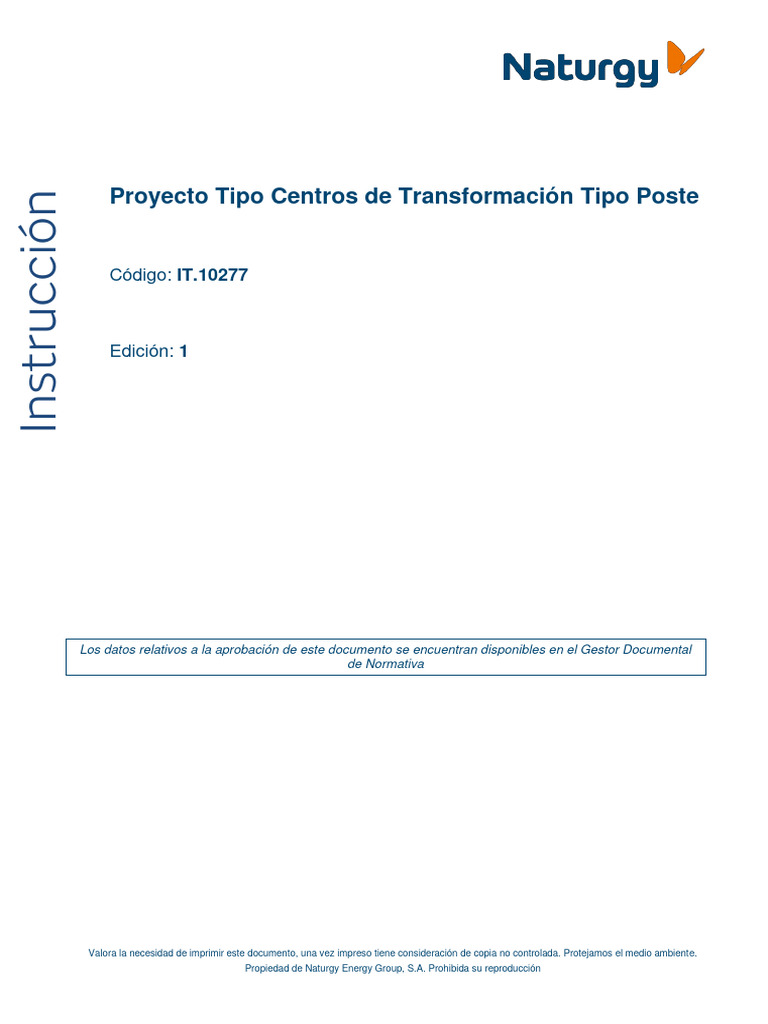 Proyecto Tipo Centros de Transformación Tipo Poste | PDF
