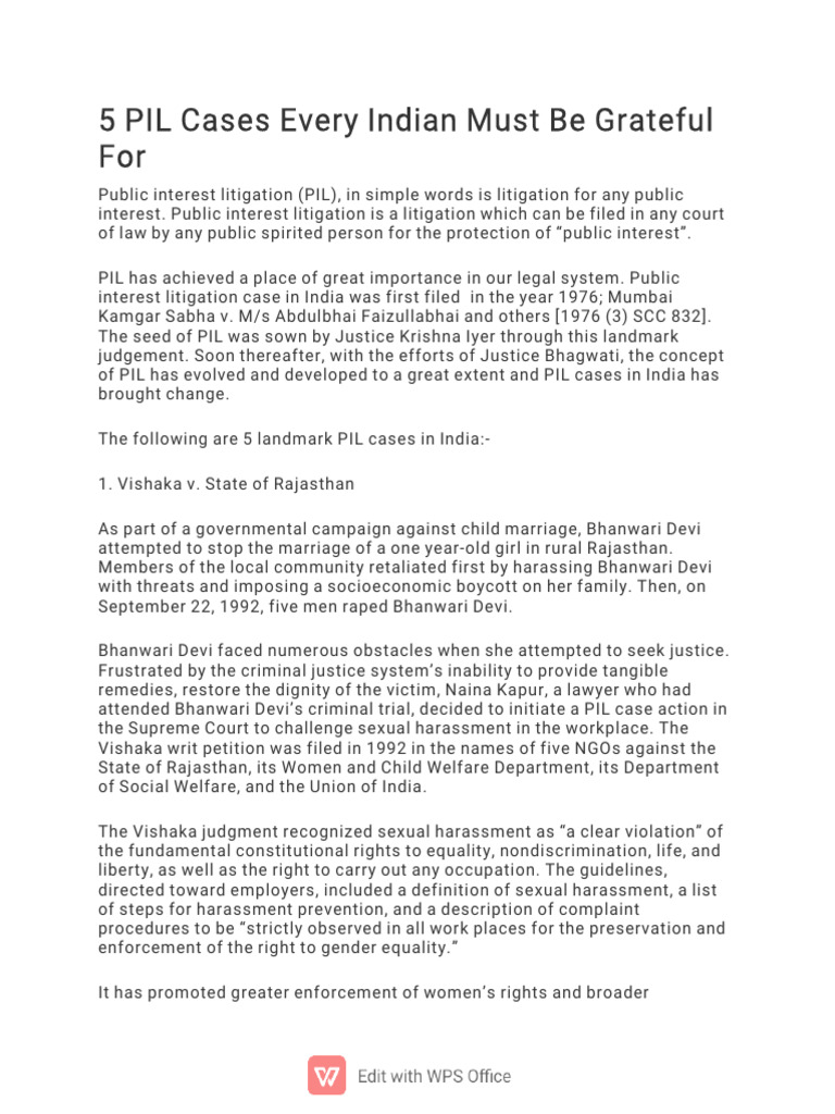 5 PIL Cases Every Indian Must Be Grateful For | PDF | Science & Mathematics