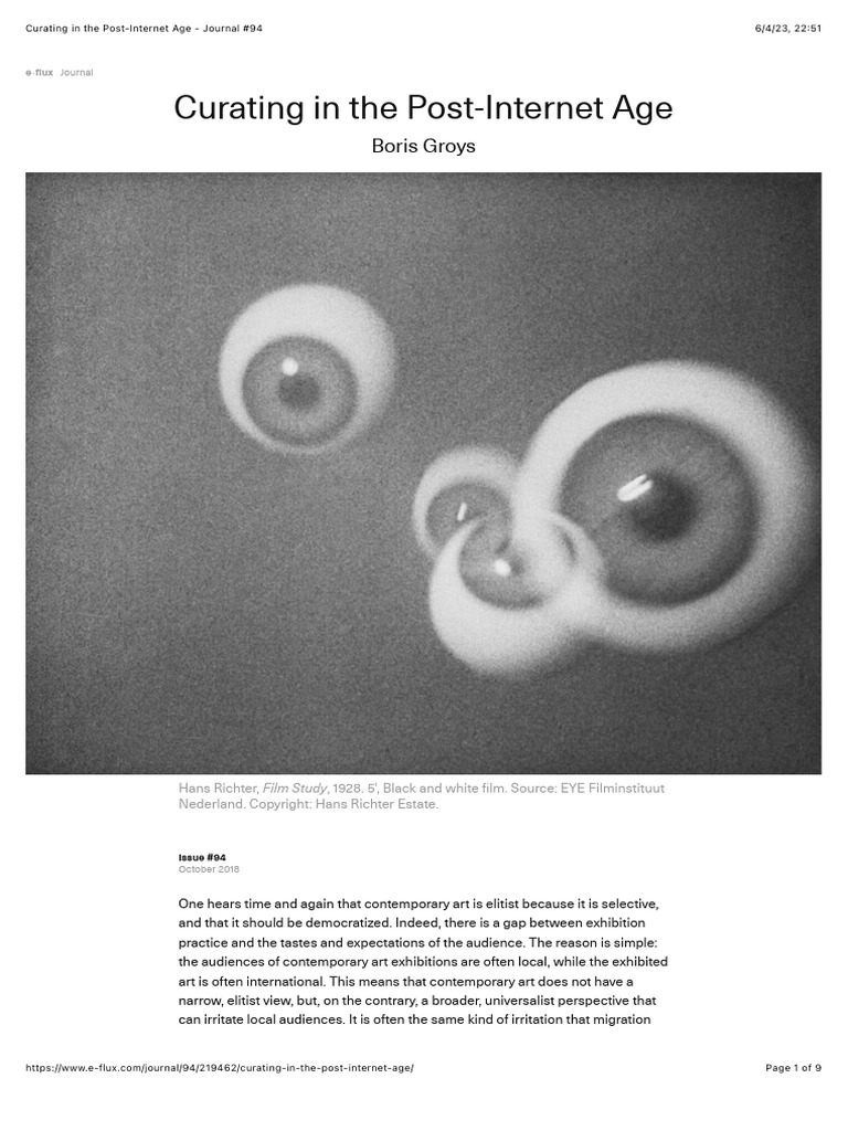 Curating in The Post-Internet Age - Journal #94 | PDF | Internet ...