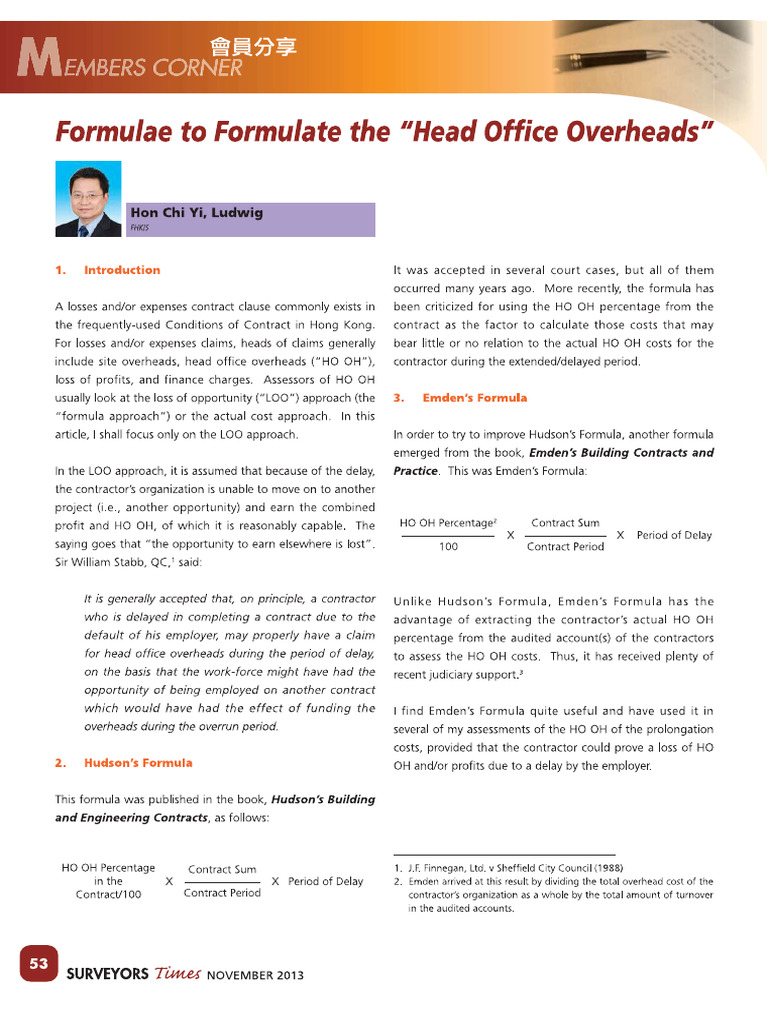 Head Office Overhead | PDF
