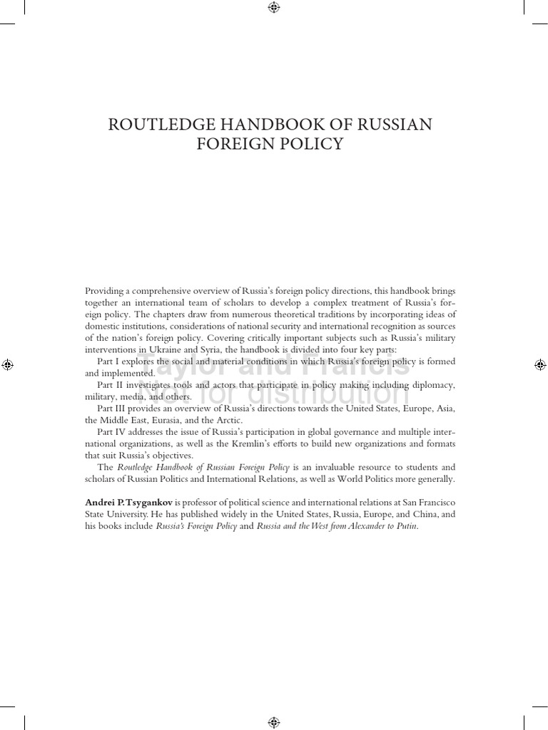 Routledge Handbook of Russian Foreign Policy | PDF | Geopolitics ...