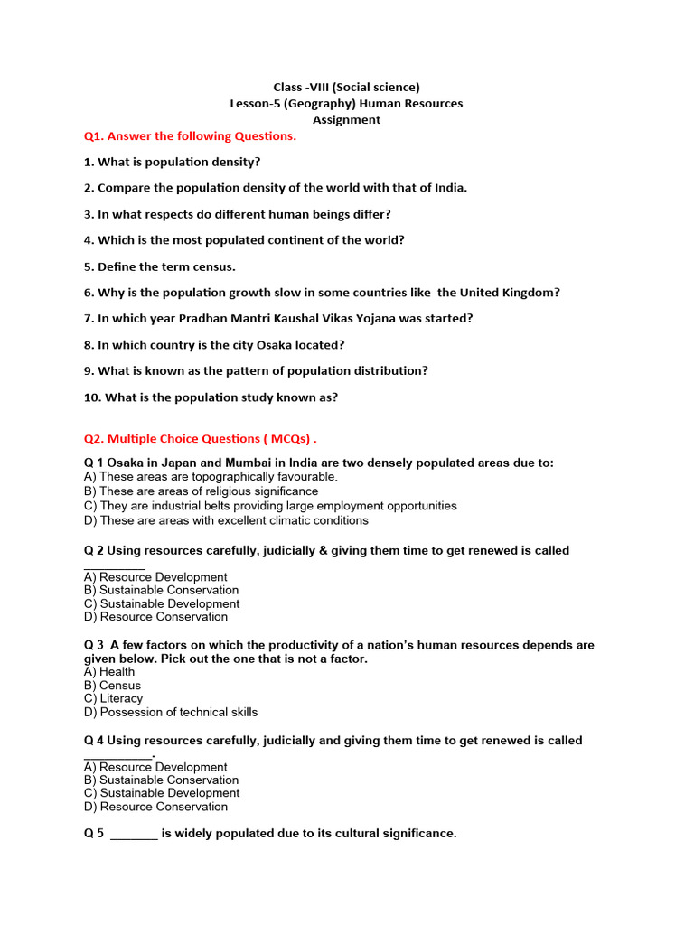 Class 8 SST Holiday Homework Assignment | PDF | Travel | Science ...