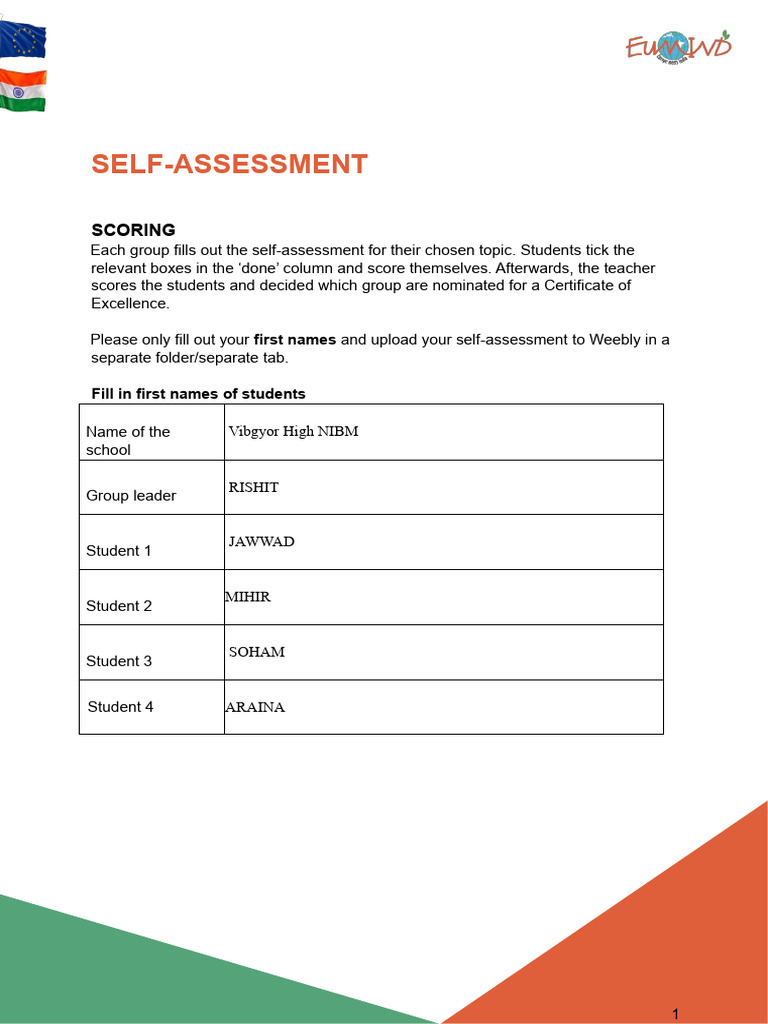 Serena Strokes Self Assessment Form Rishit | PDF | Cognition