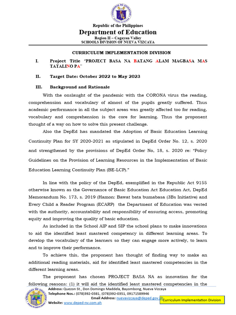 Reading Proposal Grade 1 | PDF | Reading Comprehension | Learning