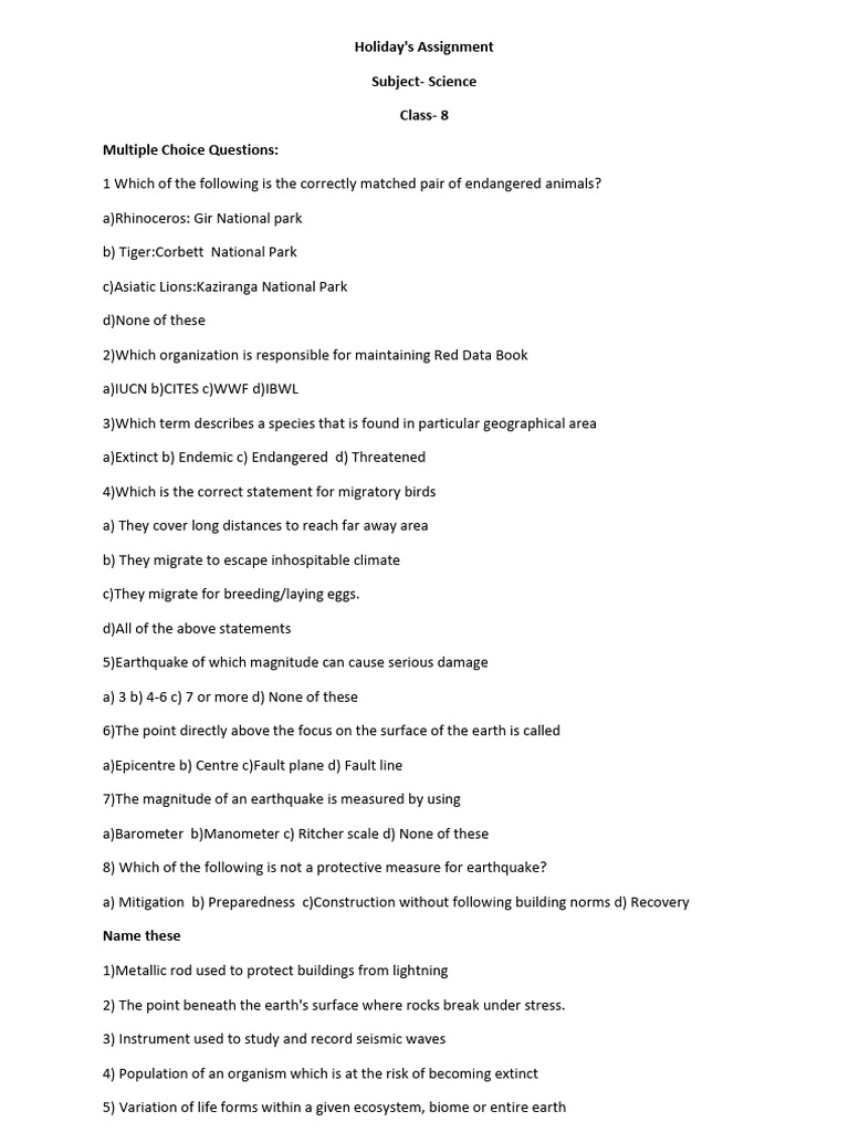 Science Quiz for 8th Graders | PDF