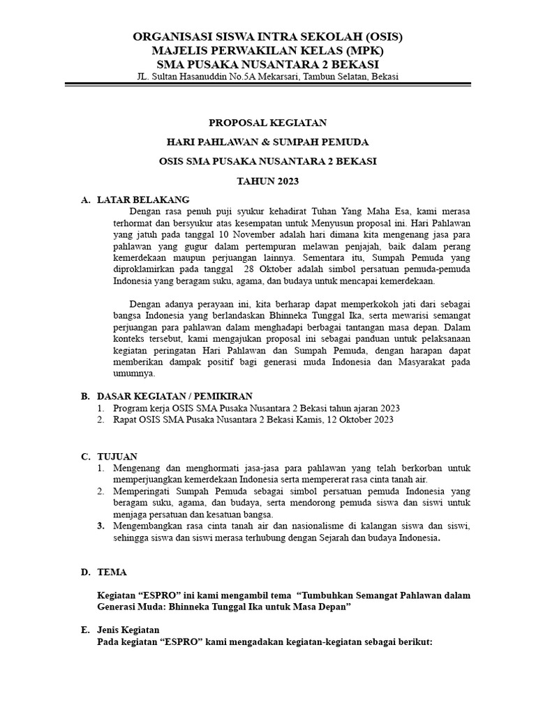 Proposal Kegiatan Osis | PDF