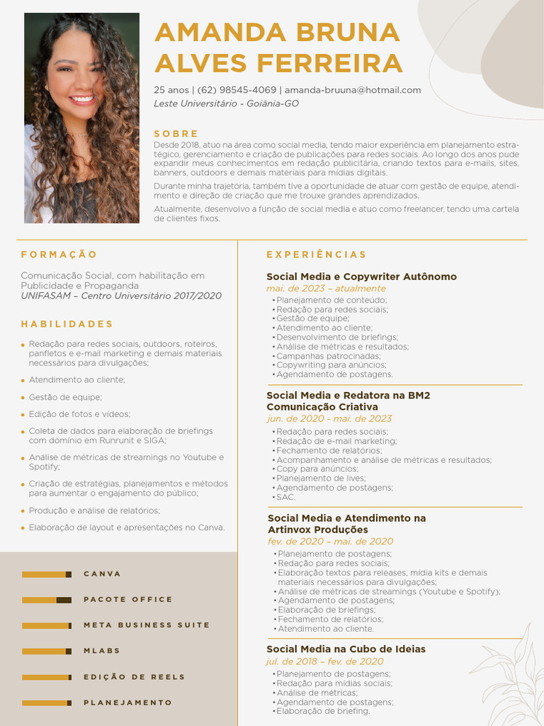CV - Amanda Bruna | PDF | Publicidade | Redes sociais