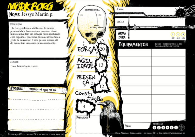 Mork Borg - Ficha Editável | PDF