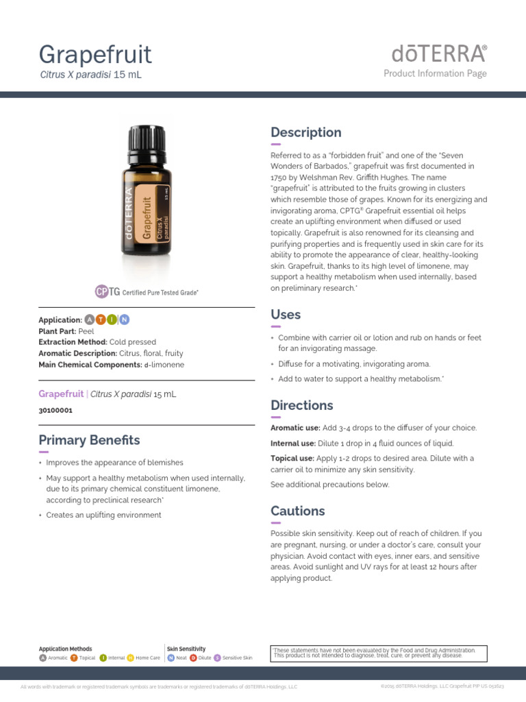 Doterra Grapefruit Essential Oil | PDF | Grapefruit | Essential Oil