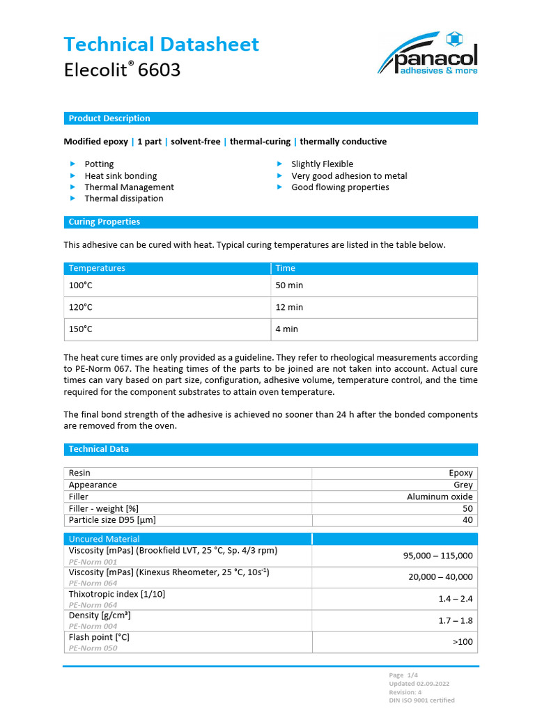 Elecolit 6603 English Tds Panacol Adhesive | PDF