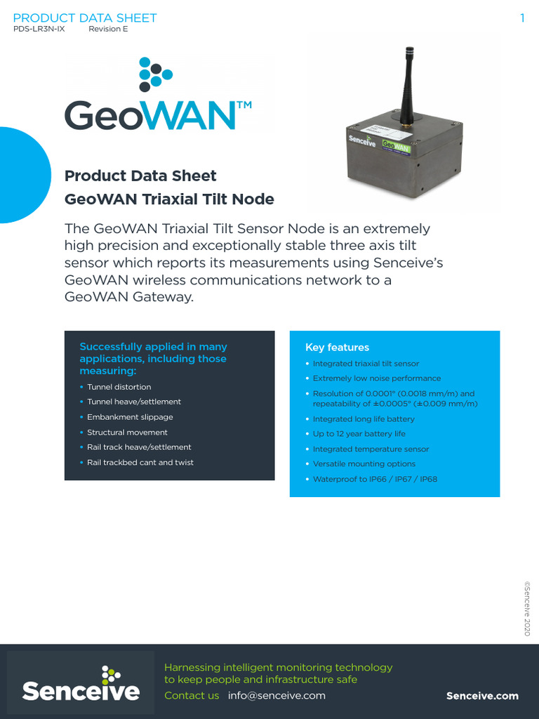 PDS-LR3N-IX GeoWAN Triaxial Tilt Node | PDF | Radio | Sensor