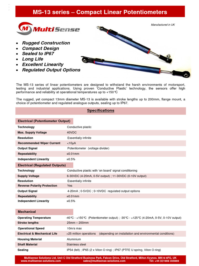 Multisense CS-Datasheet | PDF | Electrical Components | Materials