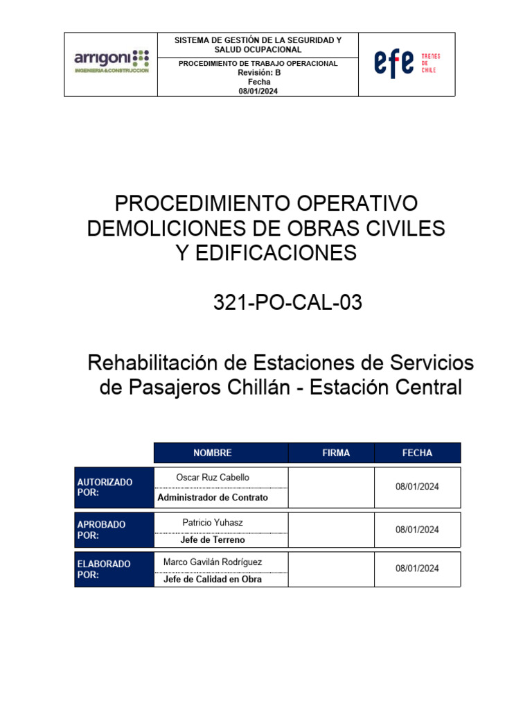 321-PO-CAL-03 Proc. Dem. OOCC y Edif. Rev. C | PDF | Seguridad y salud ...