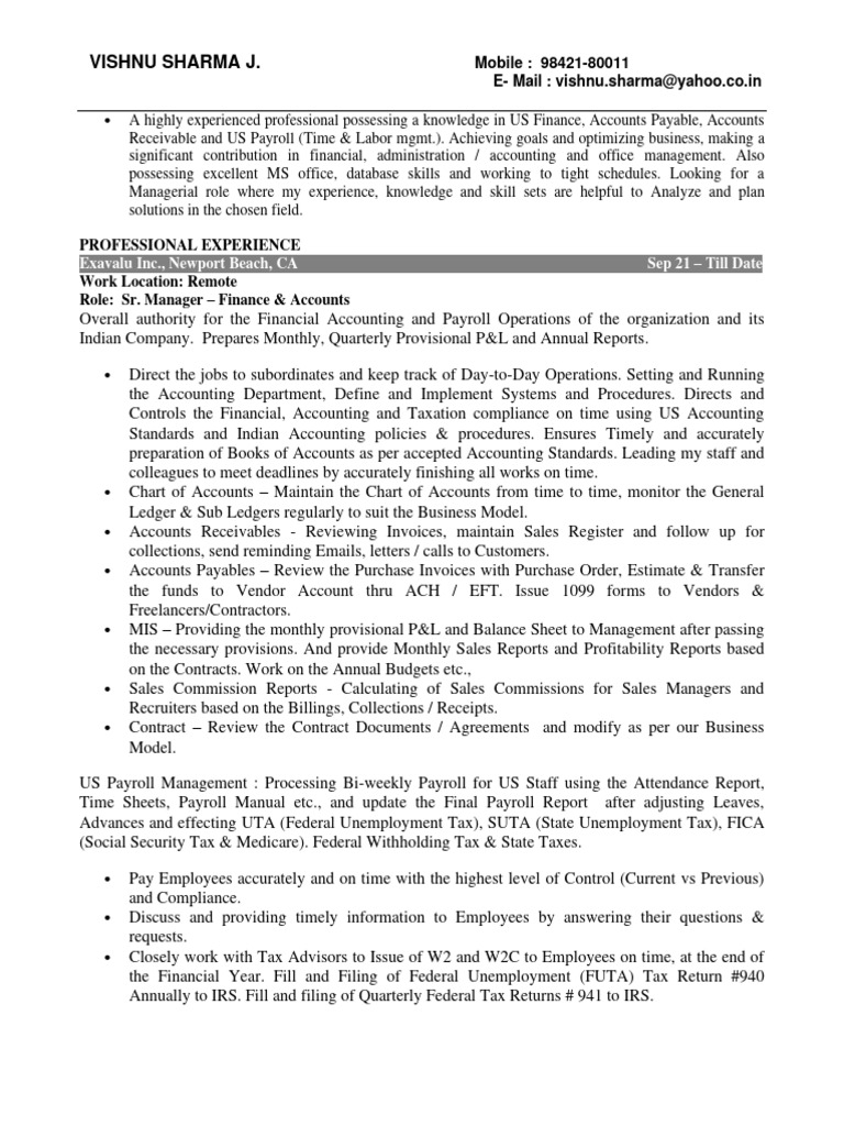 Resume - Vishnu Sharma | PDF