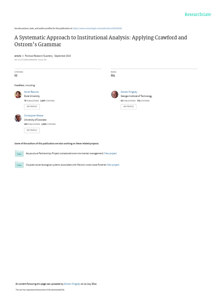 A Systematic Approach To Institutional Analysis Ap | PDF | Career ...