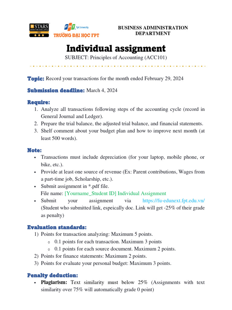 ACC101 - Individual Assignment | PDF | Business