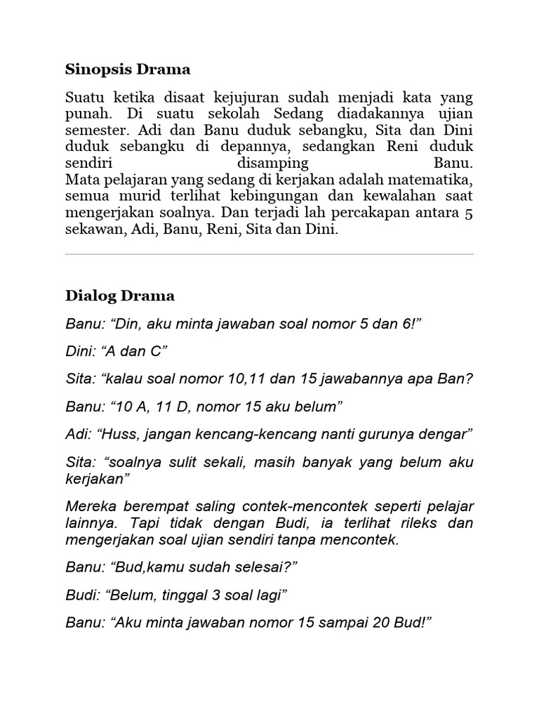Contoh Sinopsis Drama | PDF
