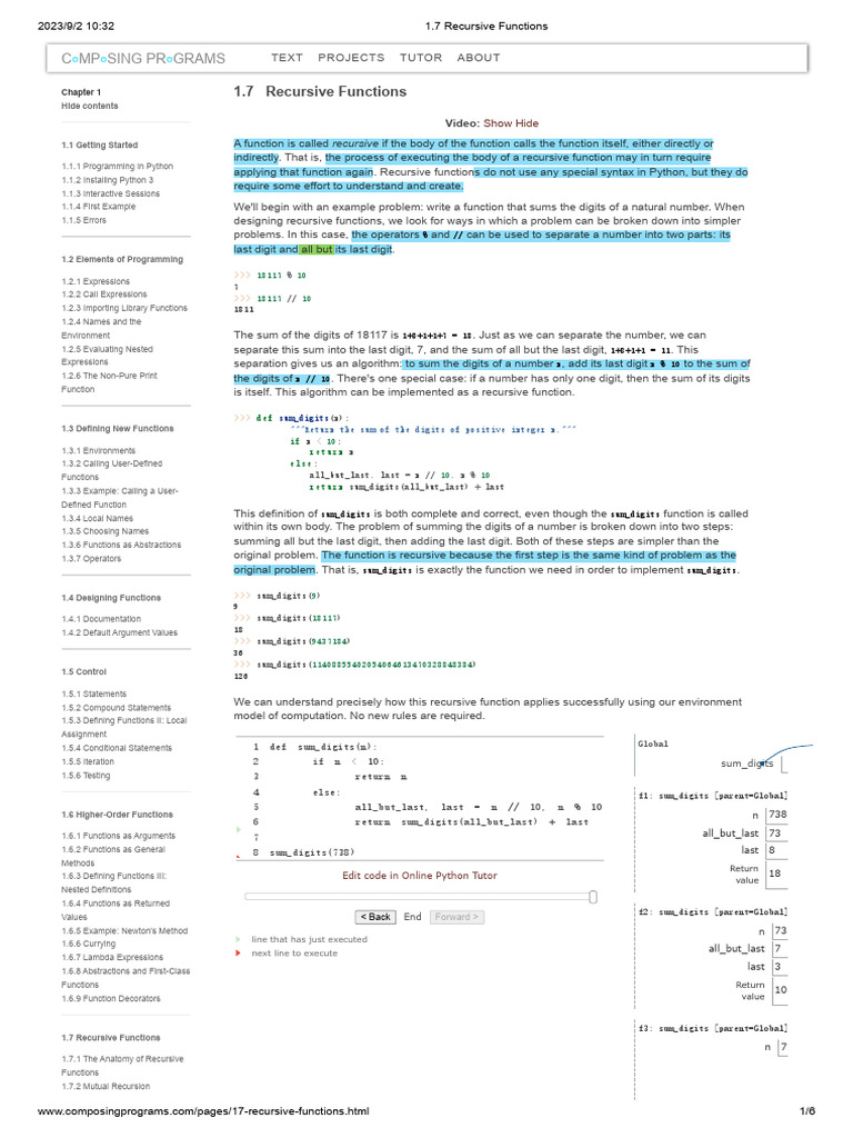 1.7 Recursive Functions | PDF | Function (Mathematics) | Recursion