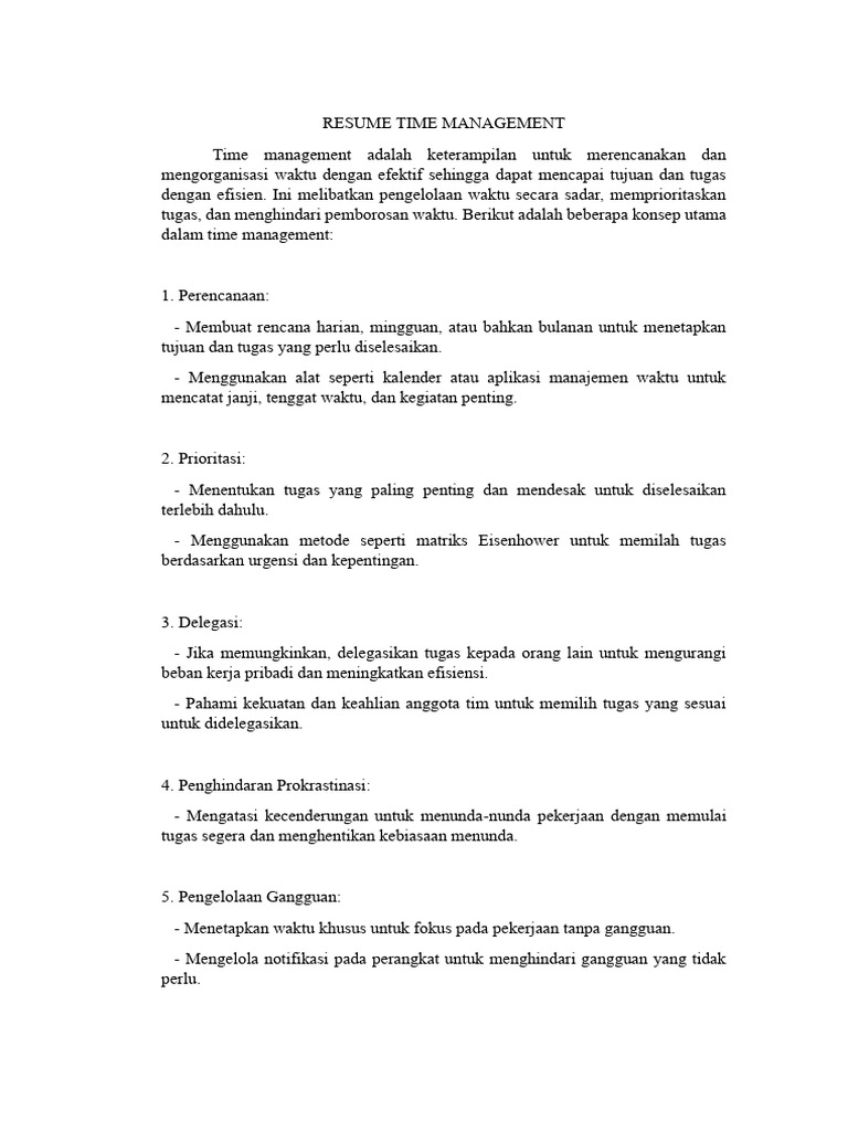 Resume Time Management | PDF