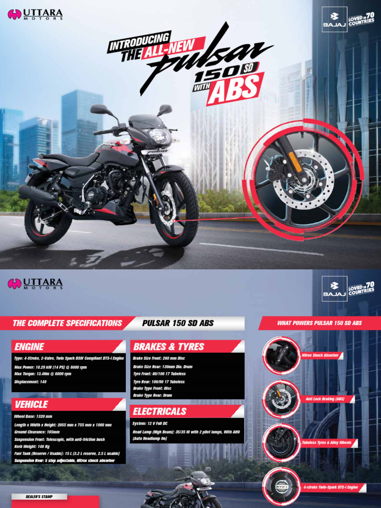 Pulsar 150 Single Disc ABS Brochure | PDF