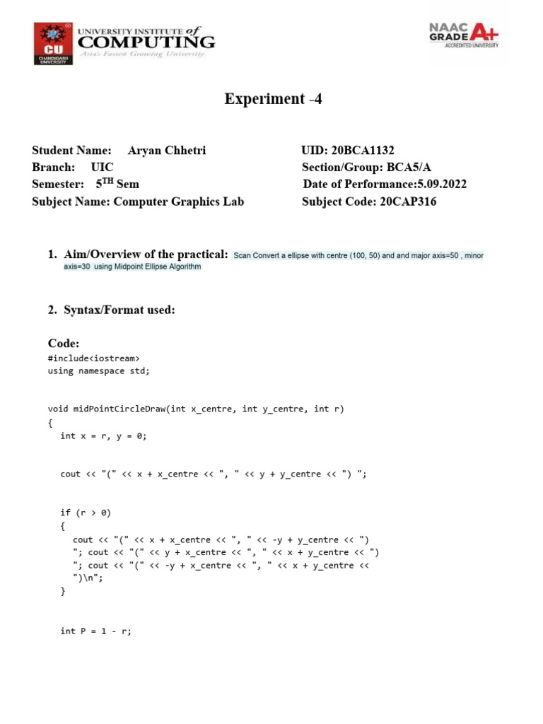 Exp 1.4 - Computer Graphics - Aryan - Chherti | PDF | Computer Engineering | Computer Programming