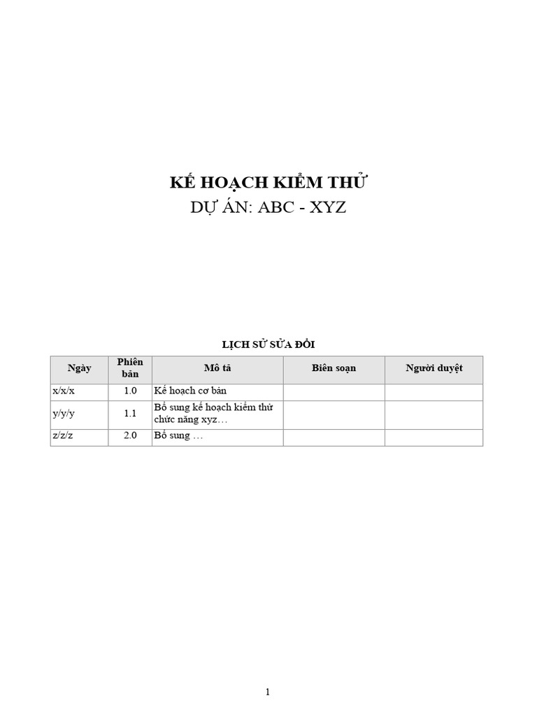 Mau Ke Hoach Kiem Thu | PDF