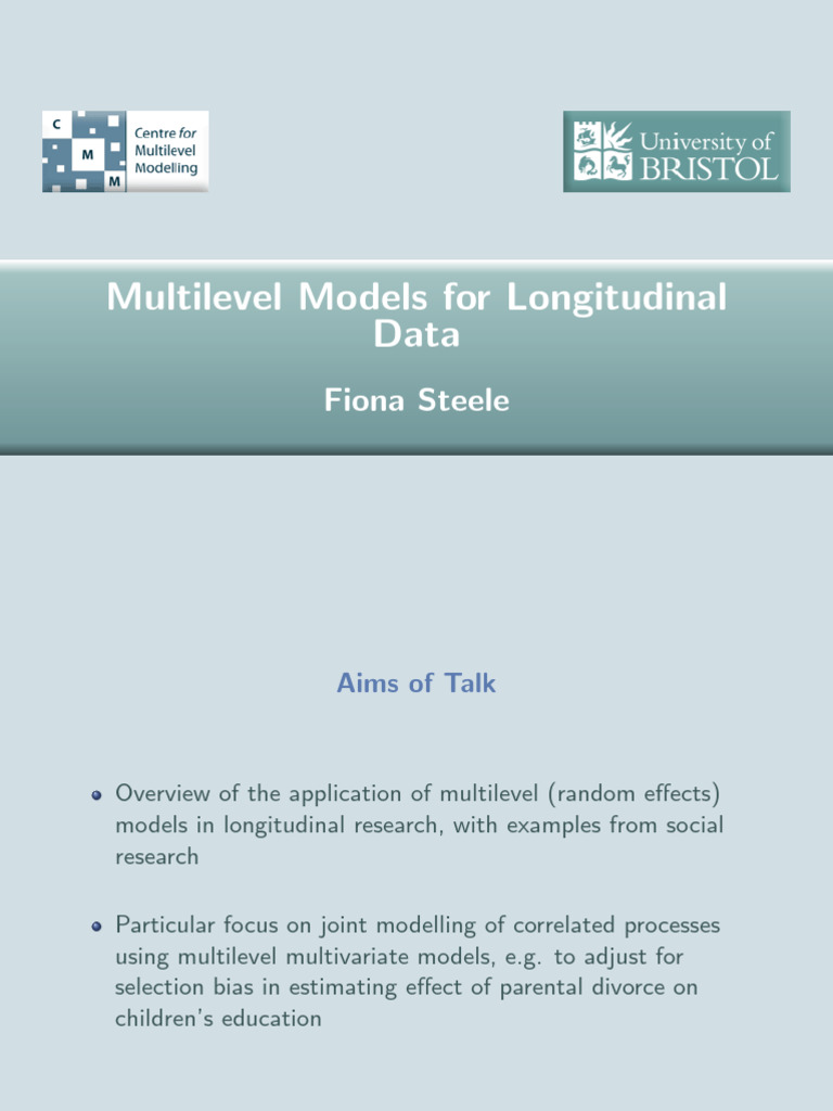 Longitudinal | PDF | Multilevel Model | Statistics