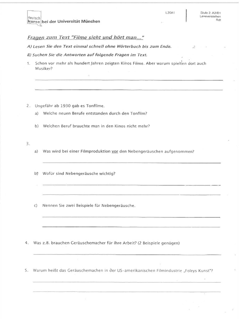 A2.B1 - L20 - LV - Filme Sieht U. Hört Man | PDF