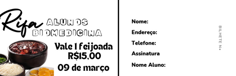 Bilhete Feijoada Modelo | PDF | Estilo de vida