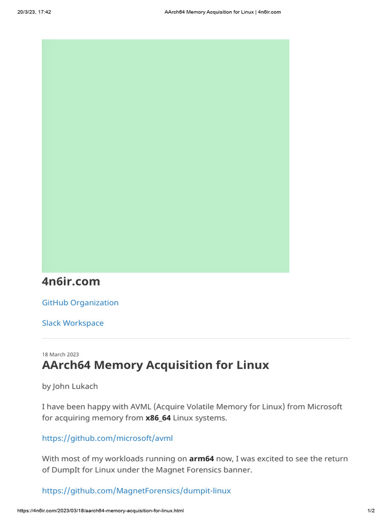 AArch64 Memory Acquisition For Linux | PDF