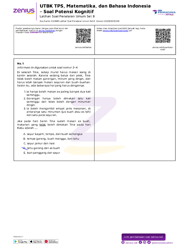 Latihan Soal Penalaran Umum Set 8 | PDF