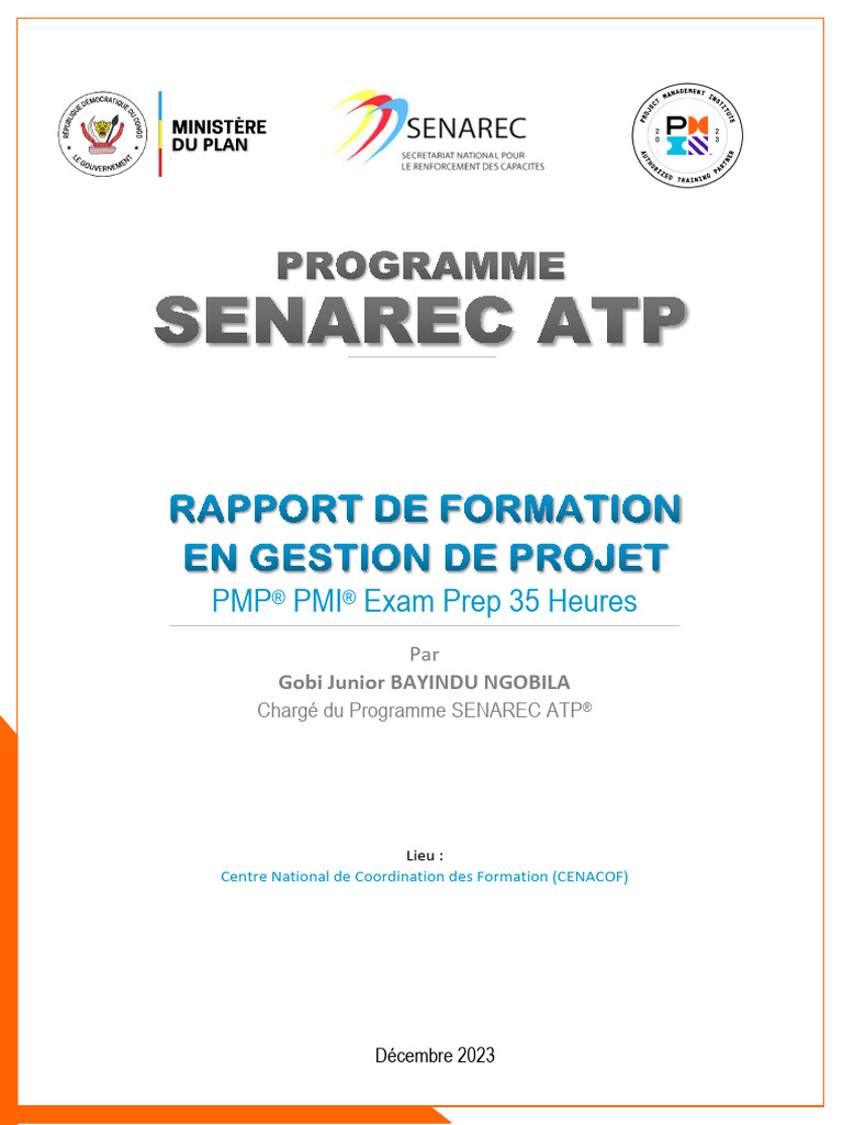 Rapport de Formation - Programme SENAREC ATP - Formation Pilote - Déc ...