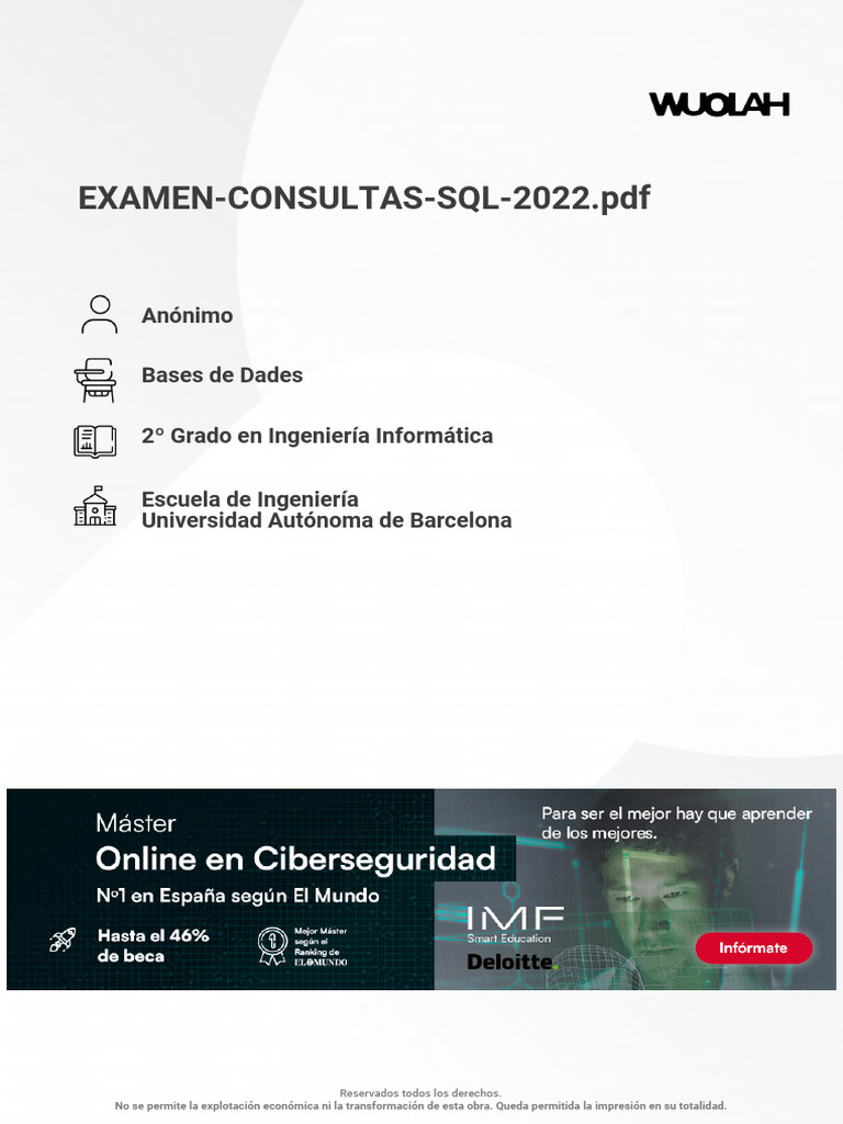 Examen Consultas SQL 2022 | PDF