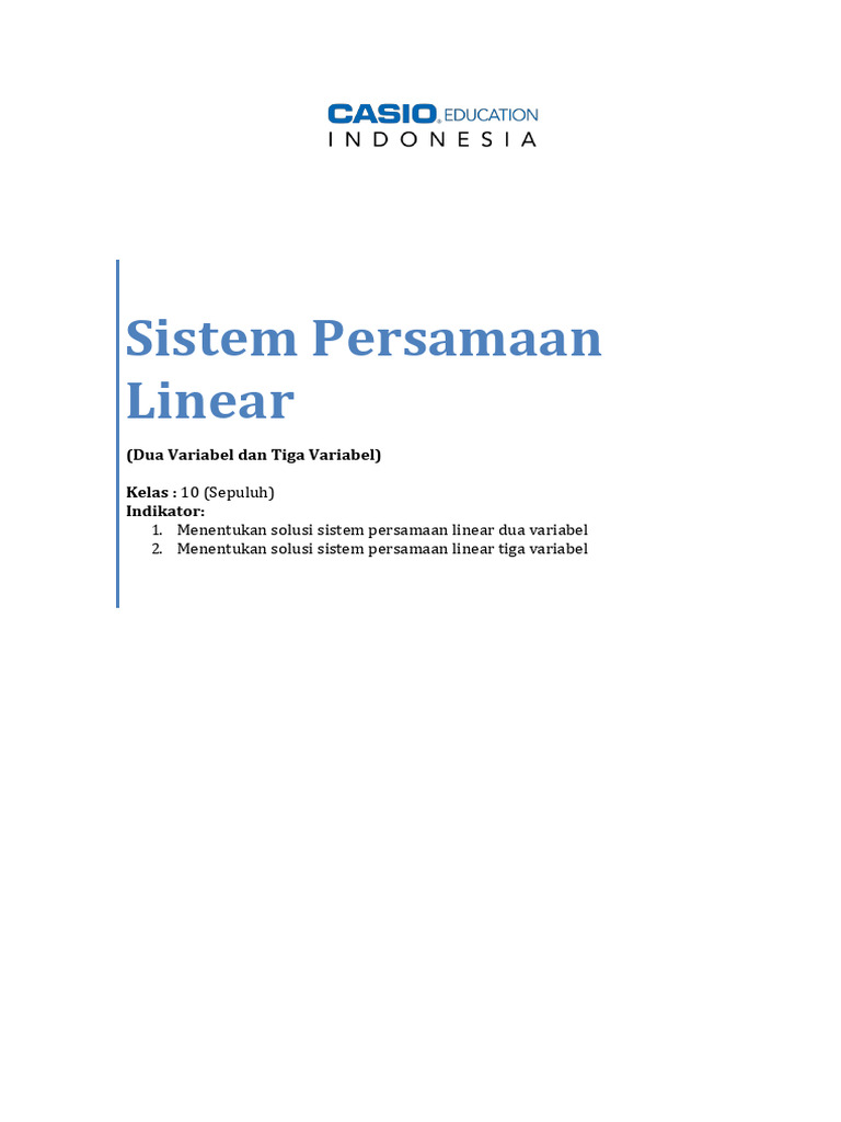 G10 - 3 - Sistem Persamaan Linear DV - TV (REV) | PDF