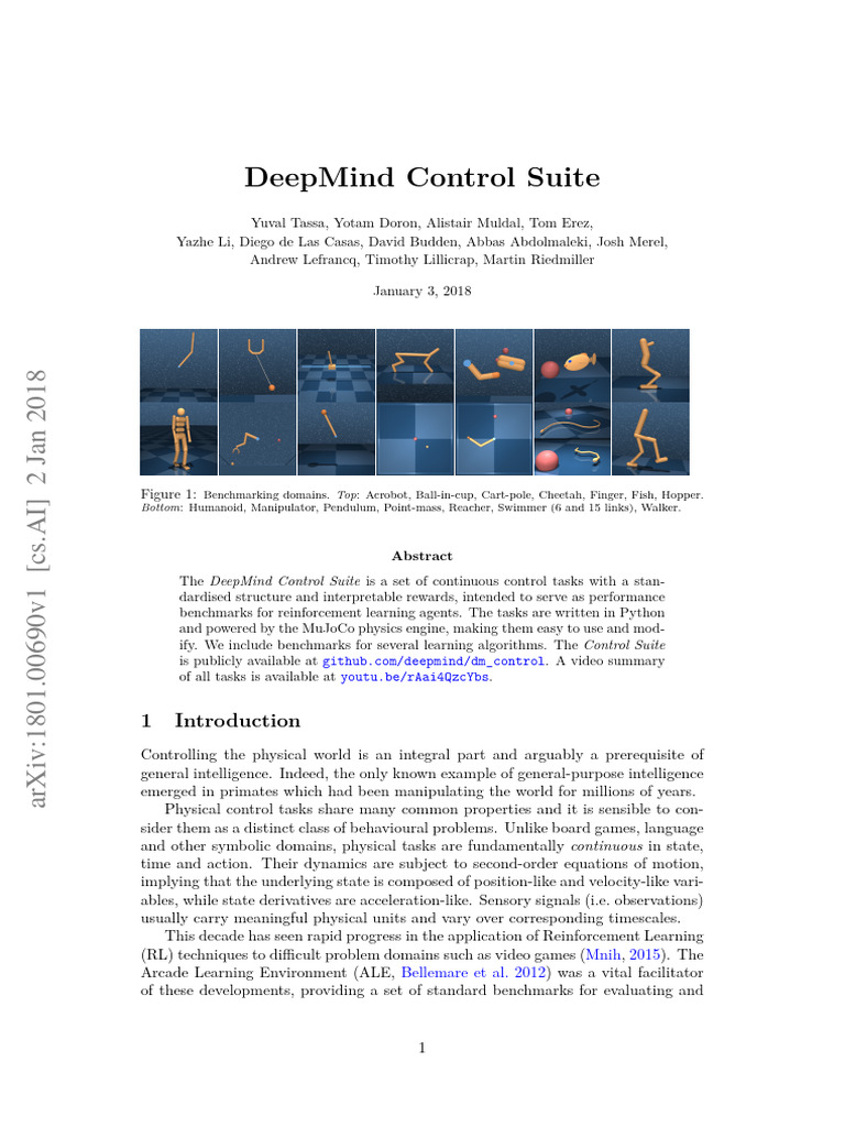 Deepmind Control Suite | PDF | Technology & Engineering
