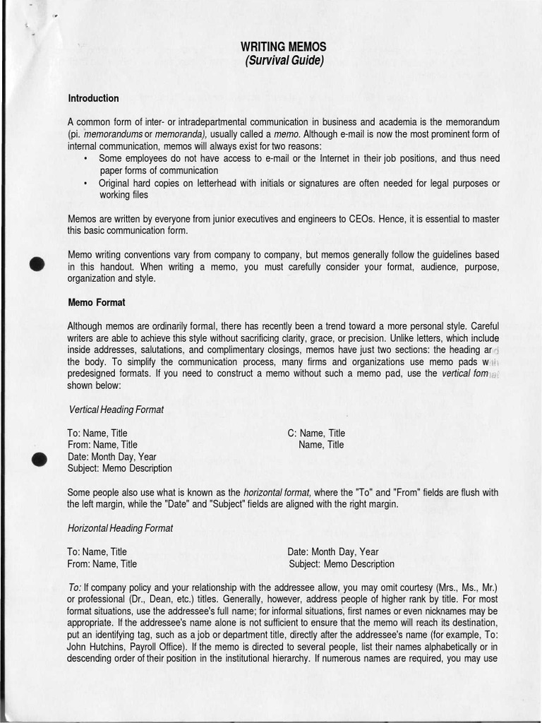 Writing Memos (Survival Guide) | PDF | Memorandum | Page Layout