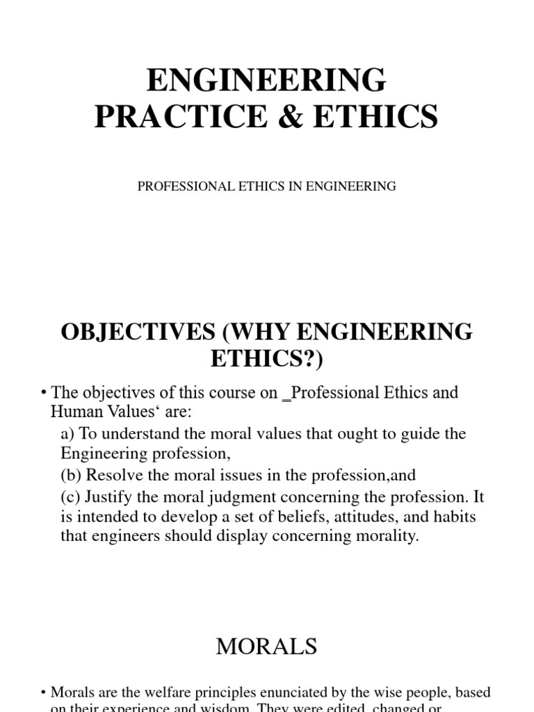 Engineering Practice & Ethics Lecture 1 | PDF | Morality | Virtue