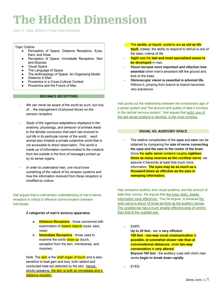 Hidden Dimensions Reviewer | PDF | Senses | Perception