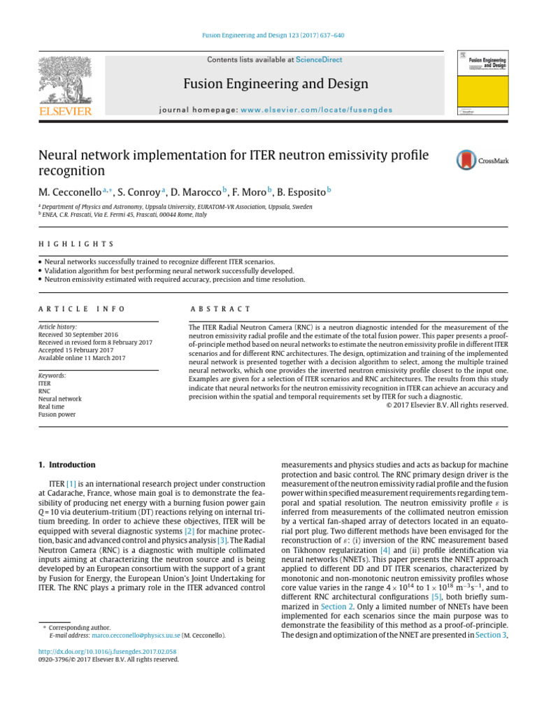 Neural Network Implementation For ITER Neutron Emis - 2017 - Fusion ...