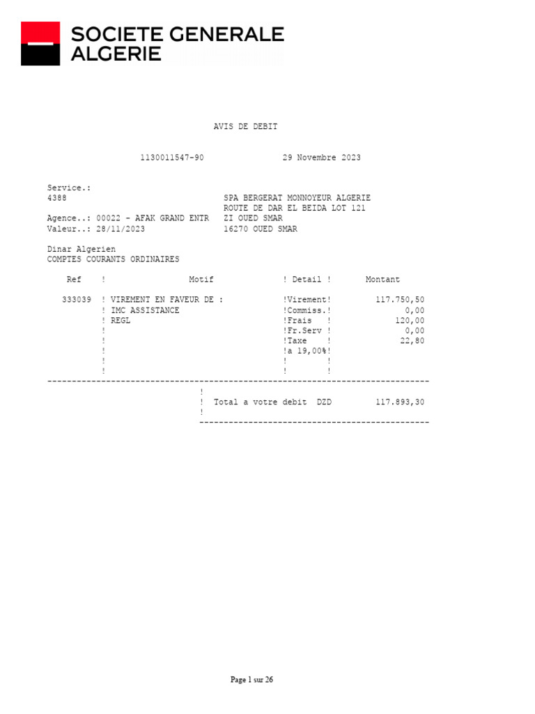 Avis de Debit 30 11 2023 | PDF